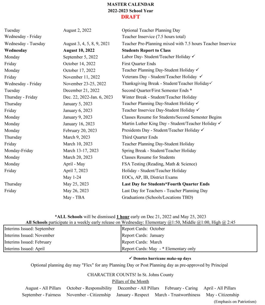 Draft-2022-23-Master-Calendar – St. Johns County School District